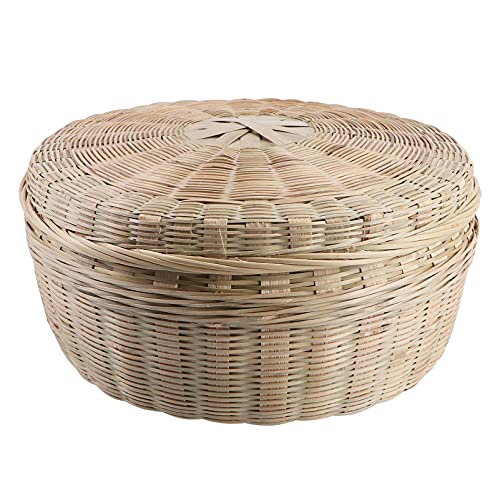 Wicker Storage Basket Handwoven Rattan Storage Basket with Lid Rattan Storage Container Houseware Storage Basket for Shelves and Home Organizer Bins Picnic Basket