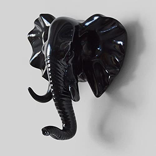 Kopiqin Crafts Home Wall Decoration Elegant Single Elephant Head Wall Resin Hook Cartoon Hook Jewelry Key Scarf Bag Hanger Robes Coat Rack for Living Room Bedroom