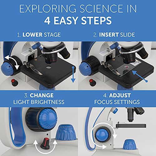 Old Ted 40x - 1000x Microscope for Adults and Students. Complete Microscope Kit Including Specimen Slide Samples, Detailed User Guide & Phone Microscope Adaptor. Ideal for STEM Projects