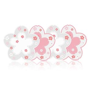 cxdc sakura coaster, 4 pcs kawaii coasters for drinks japanese style coaster set cherry blossom pattern pad coaster, pvc no-slip coaster insulation for coffee cup beer mug tableware, pink