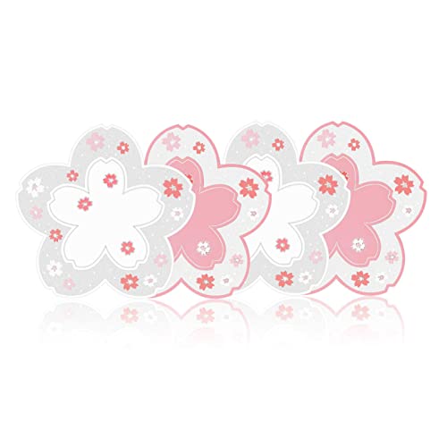 CXDC Sakura Coaster, 4 Pcs Kawaii Coasters for Drinks Japanese Style Coaster Set Cherry Blossom Pattern Pad Coaster, PVC No-Slip Coaster Insulation for Coffee Cup Beer Mug Tableware, Pink