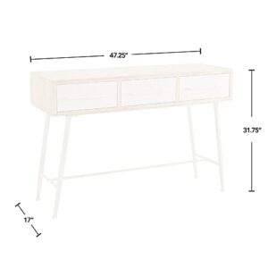 FirsTime & Co. Natural and White Berkeley Desk, Writing Desk, Compact Computer or Laptop Desk for Home Office, Wood and Metal, Modern, 47.25 x 17 x 31.75 inches