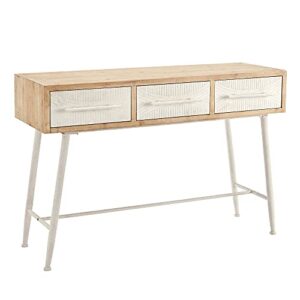 FirsTime & Co. Natural and White Berkeley Desk, Writing Desk, Compact Computer or Laptop Desk for Home Office, Wood and Metal, Modern, 47.25 x 17 x 31.75 inches