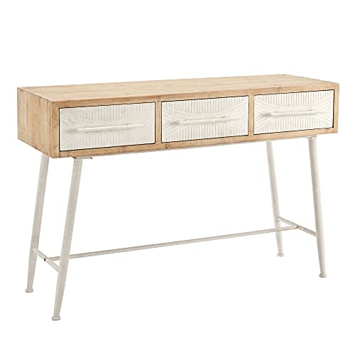 FirsTime & Co. Natural and White Berkeley Desk, Writing Desk, Compact Computer or Laptop Desk for Home Office, Wood and Metal, Modern, 47.25 x 17 x 31.75 inches