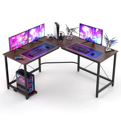 L-Shaped Desk Computer Corner Desk, L Shaped Home Office Desk, Large Gaming Desk Sturdy Writing Desk Writing Workstation, Simple Modern Gaming Desk, Walnut