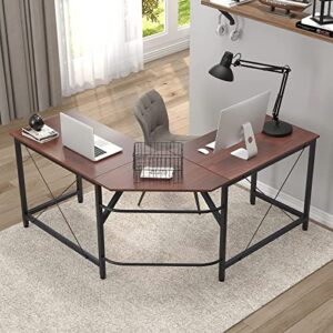 L-Shaped Desk Computer Corner Desk, L Shaped Home Office Desk, Large Gaming Desk Sturdy Writing Desk Writing Workstation, Simple Modern Gaming Desk, Walnut