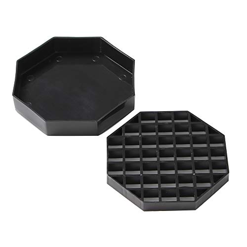 Bev Tek 4 Inch x 1 Inch Octagon Drip Tray, 1 Removable Grate Coffee Drip Tray - Dishwashable, Octagon Shape, Black Plastic Coffee Countertop Drip Tray, 2 Pieces, For Beverages