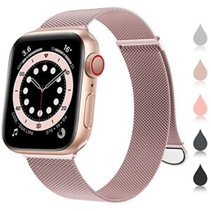 🌈🌈🌈ouluoqi for apple watch band series ultra se 8 7 6 5 4 3 2 1 38mm 40mm 41mm 42mm 44mm 45mm 49mm women and men, stainless steel mesh loop magnetic clasp replacement for iwatch band ( 38mm/40mm/41mm rose gold）