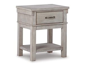 signature design by ashley hollentown 1 drawer night stand, 20"w x 16"d x 24"h, whitewash