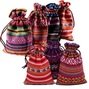 jianxun 25 pack mini drawstring gift bag 3.9x5.5inch , cotton linen jute cloth sack muslin bags for fiesta gift bags taco llama cactus,mexican themed fiesta party decorations wedding party multi