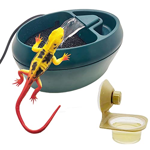 Qiulogfen Reptile Chameleon Tavern Waterer with Pump to simulate Outdoor Live Water Waterfall with Suspended Feeding Basin, Suitable for Amphibians, Lizards, Turtles, Snakes, Spiders, Frogs, Geckos