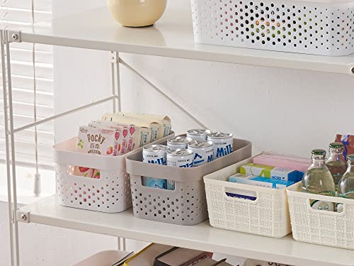 HANAMYA Lidded Storage Bin Organizer | Storage Organizing Container, 5 Liter, Set of 6, Gray