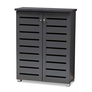 bowery hill 2-door wood entryway shoe cabinet in dark gray