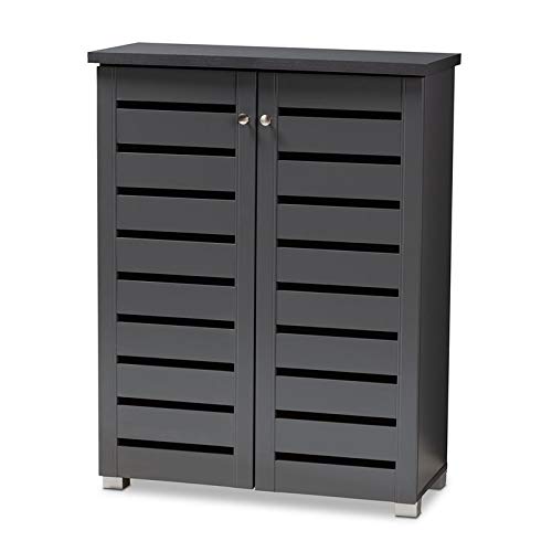 BOWERY HILL 2-Door Wood Entryway Shoe Cabinet in Dark Gray