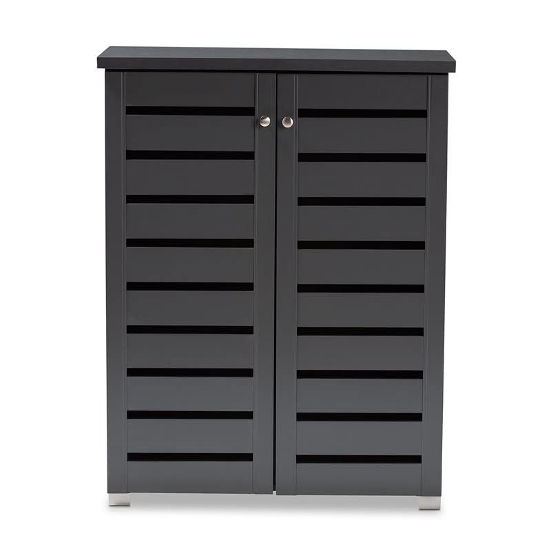 BOWERY HILL 2-Door Wood Entryway Shoe Cabinet in Dark Gray