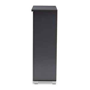 BOWERY HILL 2-Door Wood Entryway Shoe Cabinet in Dark Gray