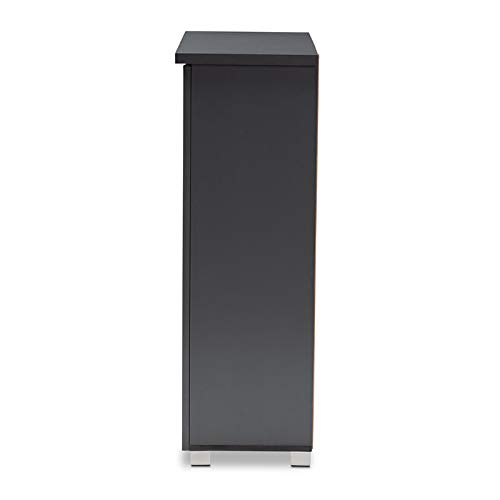 BOWERY HILL 2-Door Wood Entryway Shoe Cabinet in Dark Gray