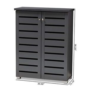 BOWERY HILL 2-Door Wood Entryway Shoe Cabinet in Dark Gray