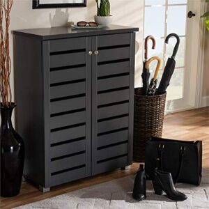 BOWERY HILL 2-Door Wood Entryway Shoe Cabinet in Dark Gray