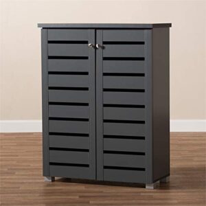 BOWERY HILL 2-Door Wood Entryway Shoe Cabinet in Dark Gray