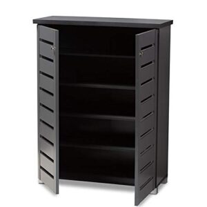 BOWERY HILL 2-Door Wood Entryway Shoe Cabinet in Dark Gray