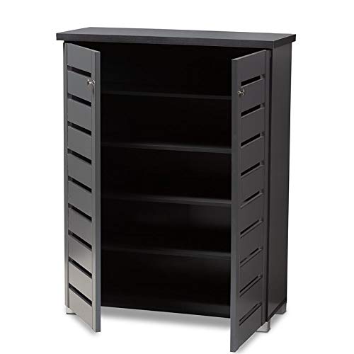 BOWERY HILL 2-Door Wood Entryway Shoe Cabinet in Dark Gray