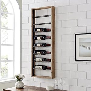 firstime & co. natural bakersville ladder wine rack, wall mounted floating shelf for bedroom, kitchen, living room, bathroom, home office, wood, 15.75 x 3.5 x 44 inches, 44 in. x 15.75 in.