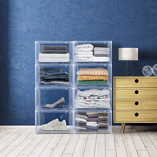 elysolpluv Stackable Shoe Box with Large Capacity, Easy Assembly, and Semi-Transparent Design