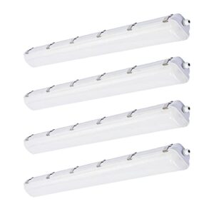 amptonica 4ft led vapor tight light, 60w 6600lm(100w eq.) vapor proof light fixture, 5000k waterproof shop light for car wash, carport, walk in freezer, parking garage, ul list 4-pack