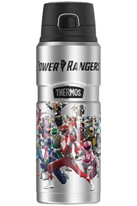 power rangers ranger overload thermos stainless king stainless steel drink bottle, vacuum insulated & double wall, 24oz