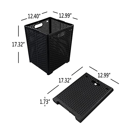 Morcte 2-Pack 42 L Folding Laundry Basket, Plastic Towel Hamper for Wet Towels, Black