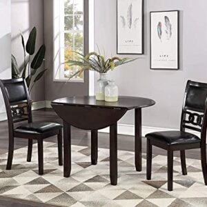 New Classic Furniture Gia Drop Leaf Dining Table with Two Chairs, 42", Ebony,EC-SOVKYDYFFO