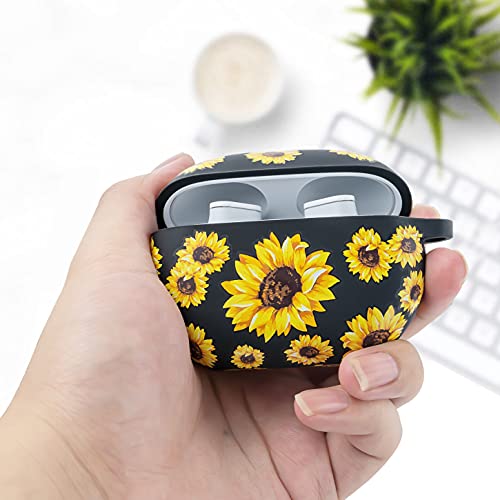 YOMPLOW Case for Beats Studio Buds Soft Silicone Flexible Skin Flower Rubber Cover for Beats Studio Buds 2021 Girls Women with Keychain - Sunflower