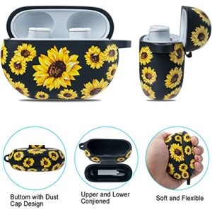 YOMPLOW Case for Beats Studio Buds Soft Silicone Flexible Skin Flower Rubber Cover for Beats Studio Buds 2021 Girls Women with Keychain - Sunflower