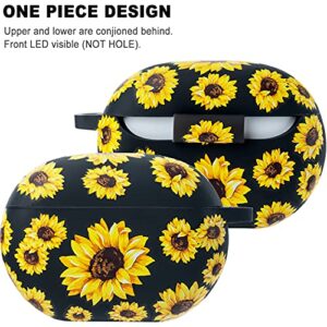 YOMPLOW Case for Beats Studio Buds Soft Silicone Flexible Skin Flower Rubber Cover for Beats Studio Buds 2021 Girls Women with Keychain - Sunflower