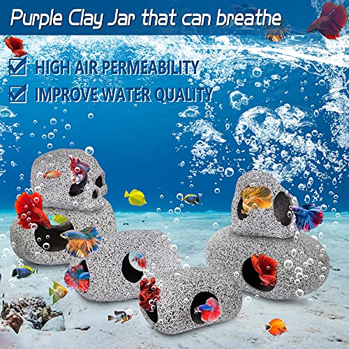 Ameliade Aquarium Decorations Cave Betta Fish Tank Accessories Rock Cave Decor for Shrimp Cichlid Hiding Breeding Small Fish Bowl Hide Decorations Betta Toys Fish Hideout Stones House（Medium）