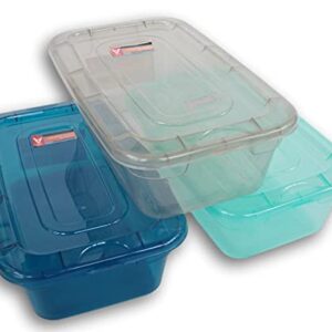 3 Shoe Boxes- Transparent Storage Bin Colors Vary - 13.75 x 8.125 x 4.25-in - 3 Count, Blue