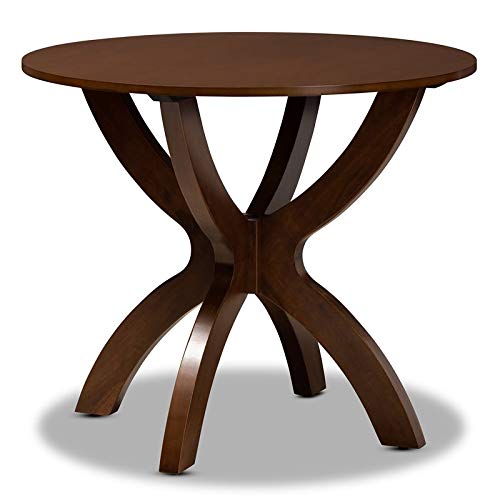 BOWERY HILL Walnut Finished 35-Inch-Wide Round Wood Dining Table