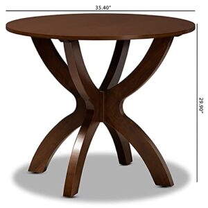 BOWERY HILL Walnut Finished 35-Inch-Wide Round Wood Dining Table