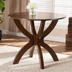 BOWERY HILL Walnut Finished 35-Inch-Wide Round Wood Dining Table