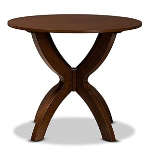 BOWERY HILL Walnut Finished 35-Inch-Wide Round Wood Dining Table