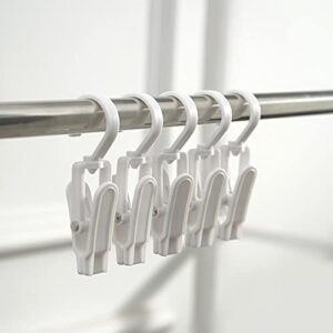 akoak 10 pcs white plastic hat clip laundry hanger clip multi-function rotable curtains clip household scarf hanger bathroom towel clip suitable for hats, boots, socks, quilts, clothes clip