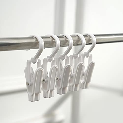 AKOAK 10 Pcs White Plastic Hat Clip Laundry Hanger Clip Multi-Function Rotable Curtains Clip Household Scarf Hanger Bathroom Towel Clip Suitable for Hats, Boots, Socks, Quilts, Clothes Clip