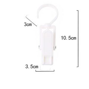 AKOAK 10 Pcs White Plastic Hat Clip Laundry Hanger Clip Multi-Function Rotable Curtains Clip Household Scarf Hanger Bathroom Towel Clip Suitable for Hats, Boots, Socks, Quilts, Clothes Clip