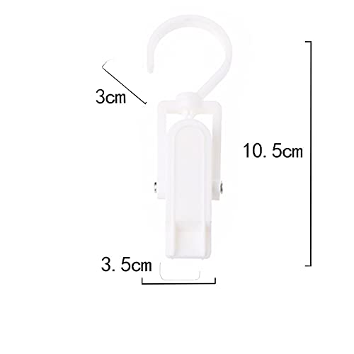 AKOAK 10 Pcs White Plastic Hat Clip Laundry Hanger Clip Multi-Function Rotable Curtains Clip Household Scarf Hanger Bathroom Towel Clip Suitable for Hats, Boots, Socks, Quilts, Clothes Clip