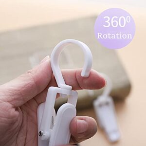 AKOAK 10 Pcs White Plastic Hat Clip Laundry Hanger Clip Multi-Function Rotable Curtains Clip Household Scarf Hanger Bathroom Towel Clip Suitable for Hats, Boots, Socks, Quilts, Clothes Clip