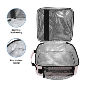 Lunch Bags for Boys Girls, Pink Marble Pattern Reusable Insulated Lunch Box Thermal Meal Tote Kit, Lunch Cooler Bag Organizer with Adjustable Shoulder Strap