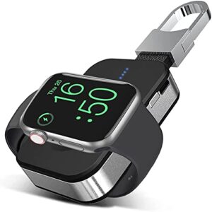 portable wireless charger for apple watch 8/7/6/5/4/3/2/1/se, 1000mah magnetic keychain power bank watch charger travel with 4 led indicators compatible for all apple iwatch series