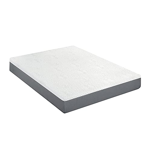 Olee Sleep 9 Inch Ventilated Gel Infused Memory Foam Mattress, CertiPUR-US® Certified, Gray, Queen