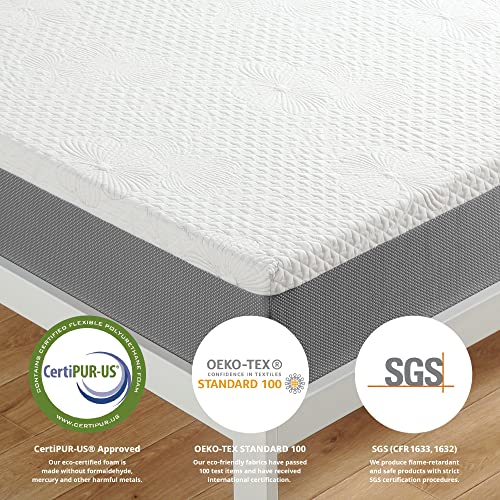 Olee Sleep 9 Inch Ventilated Gel Infused Memory Foam Mattress, CertiPUR-US® Certified, Gray, Queen